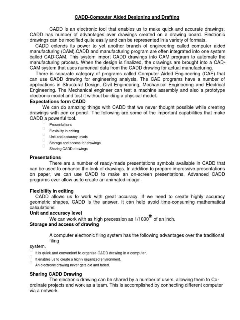 An Overview of Computer Aided Design and Drafting (CADD) and its ...
