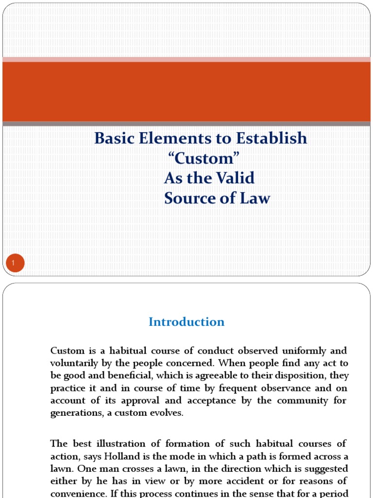 Understanding Custom as Law Source | PDF | Jurisprudence | Reason