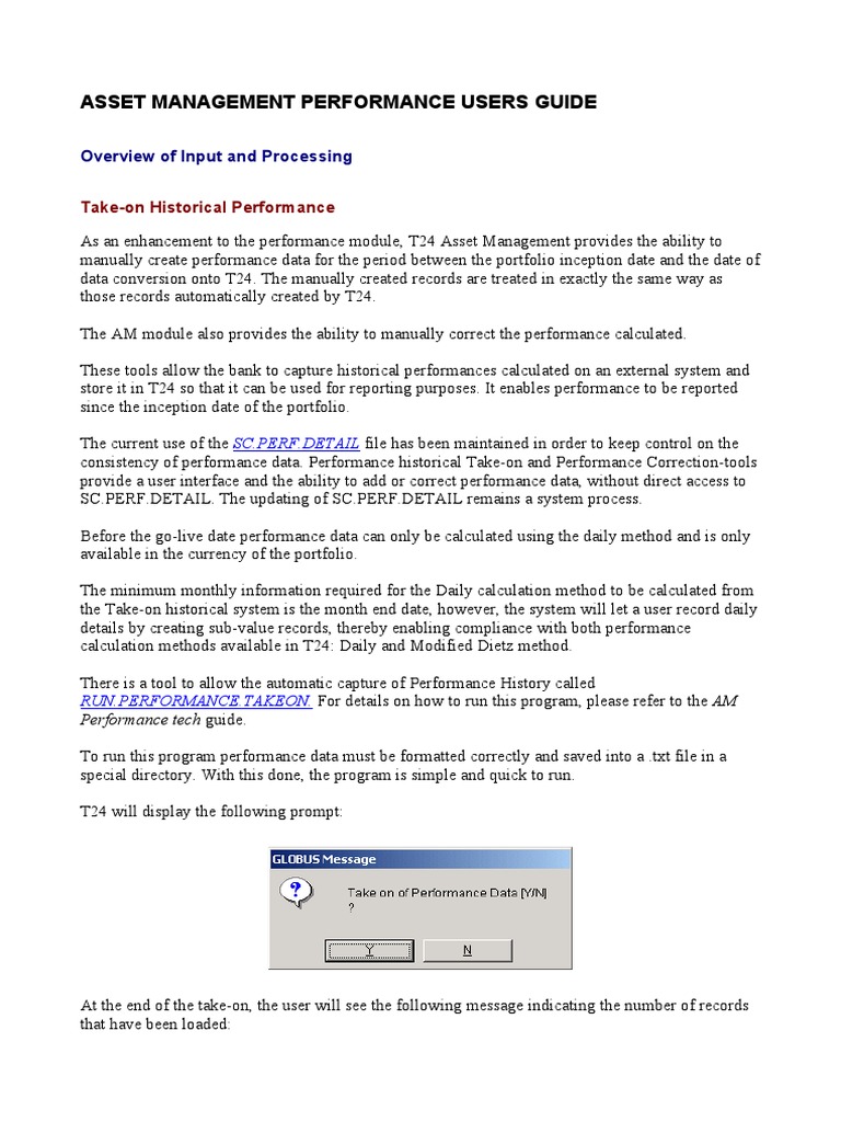 Asset Management Performance Users Guide: Overview of Input and Processing | PDF | Parameter ...