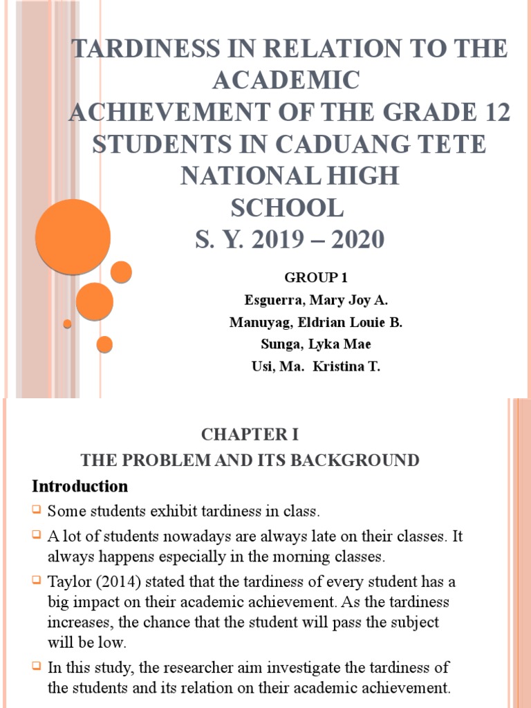 Tardiness in Relation To The Academic Achievement of The Grade 12 ...