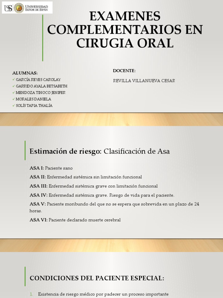 Examenes Complementarios en Cirugia Oral | PDF | Sangre | Ct Scan