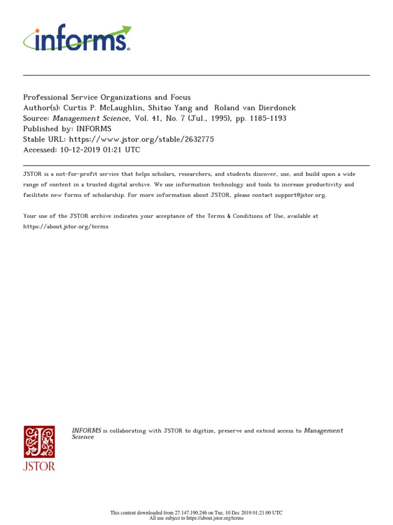 Informs Management Science: This Content Downloaded From 27.147.190.246 ...