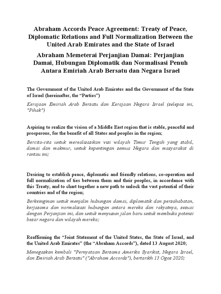 Abraham Accords | PDF | Diplomacy | Israel