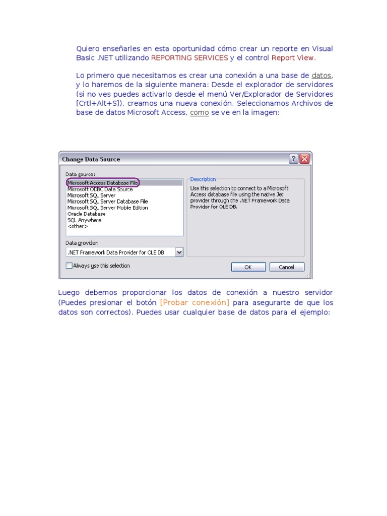 crear un reporte en Visual Basic Net