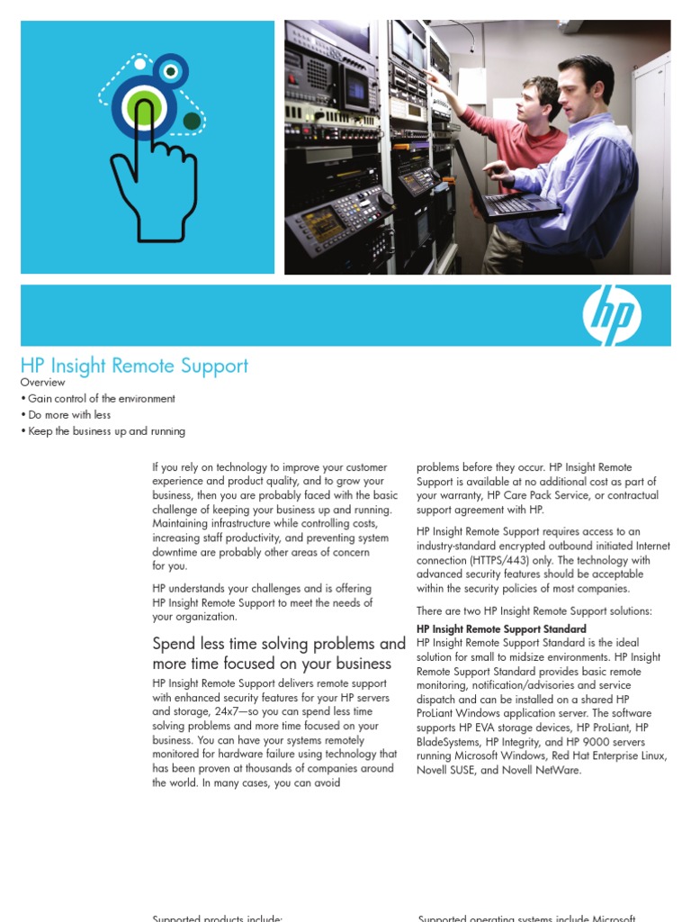 HP Insight Remote Support - Overview | PDF | Hewlett Packard | Computer ...