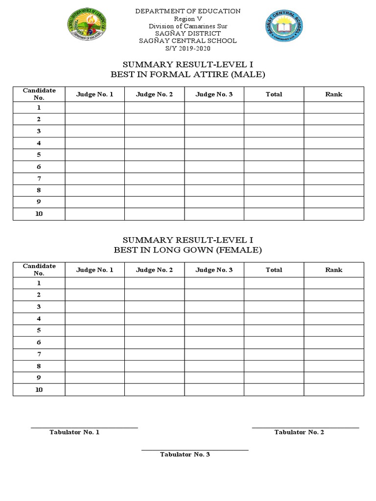 TABULATION FORMS & NUMBERS1 - Primary | Download Free PDF | Nonverbal ...