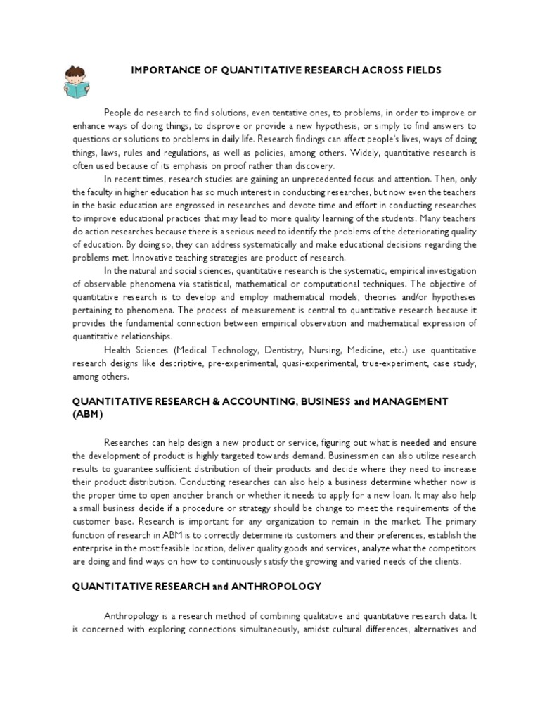 Lesson 2. Importance of Quantitative Research in Different Fields | PDF ...