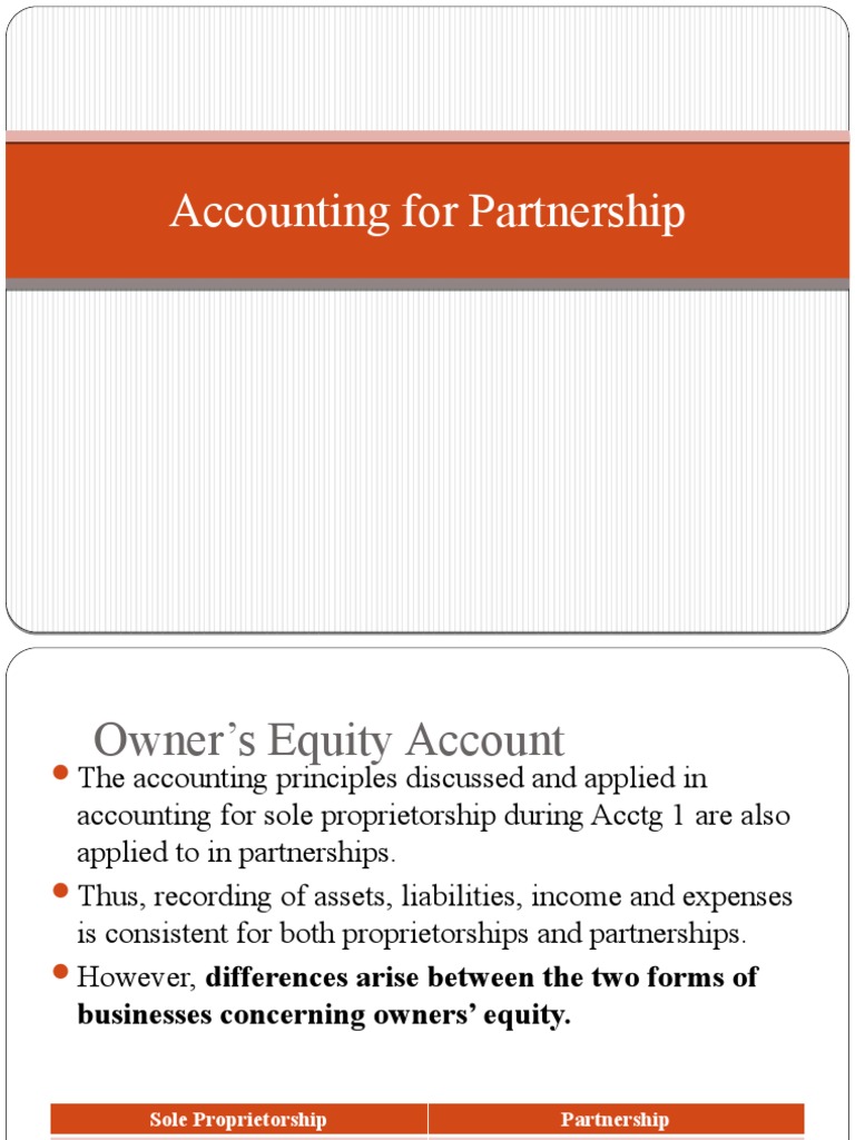Accounting For Partnership | PDF | Debits And Credits | Equity (Finance)