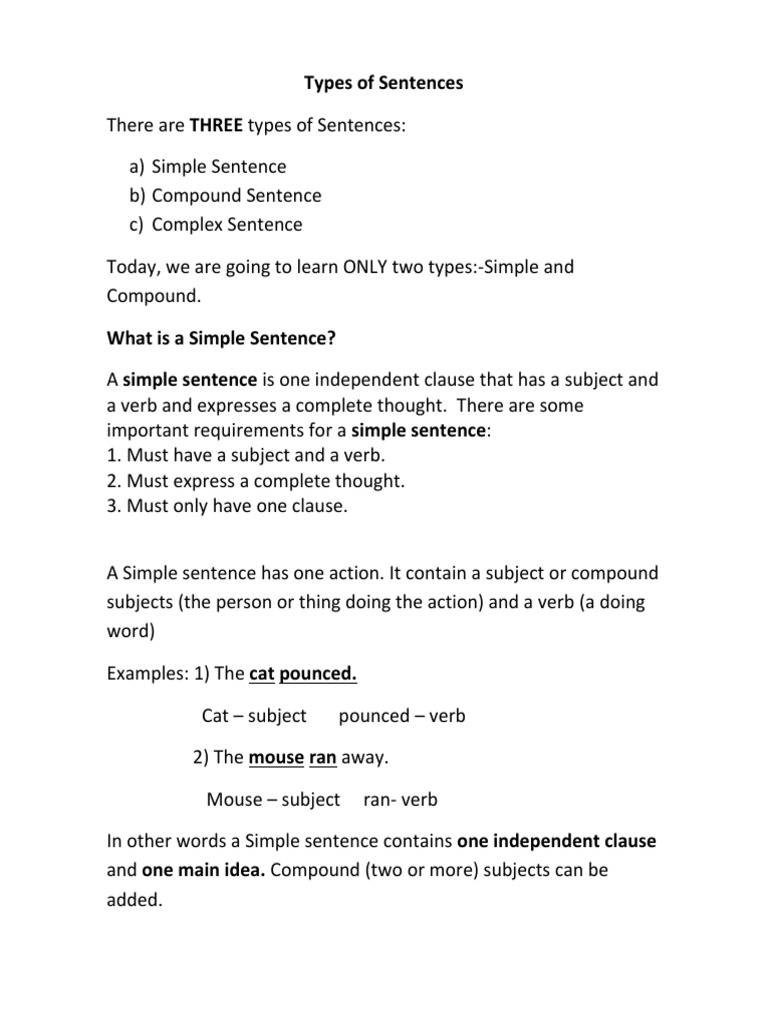 Simple & Compound Sentences PDF | PDF | Sentence (Linguistics ...