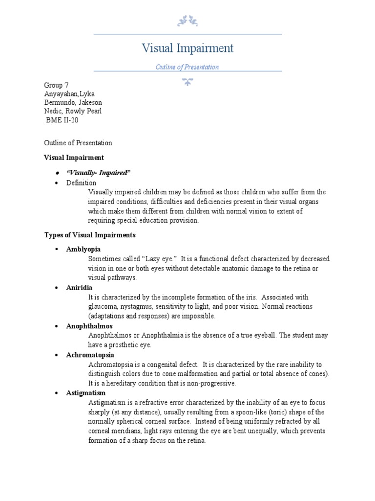 Visual Impairment | Download Free PDF | Visual Impairment | Visual Acuity