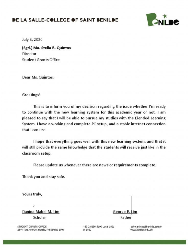 Letter of Confirmation | PDF
