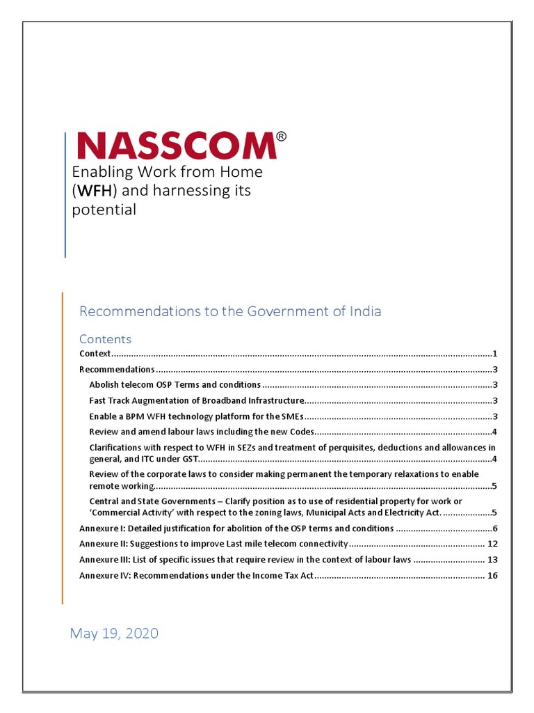 Nasscom WFH Paper | PDF | Internet | Outsourcing