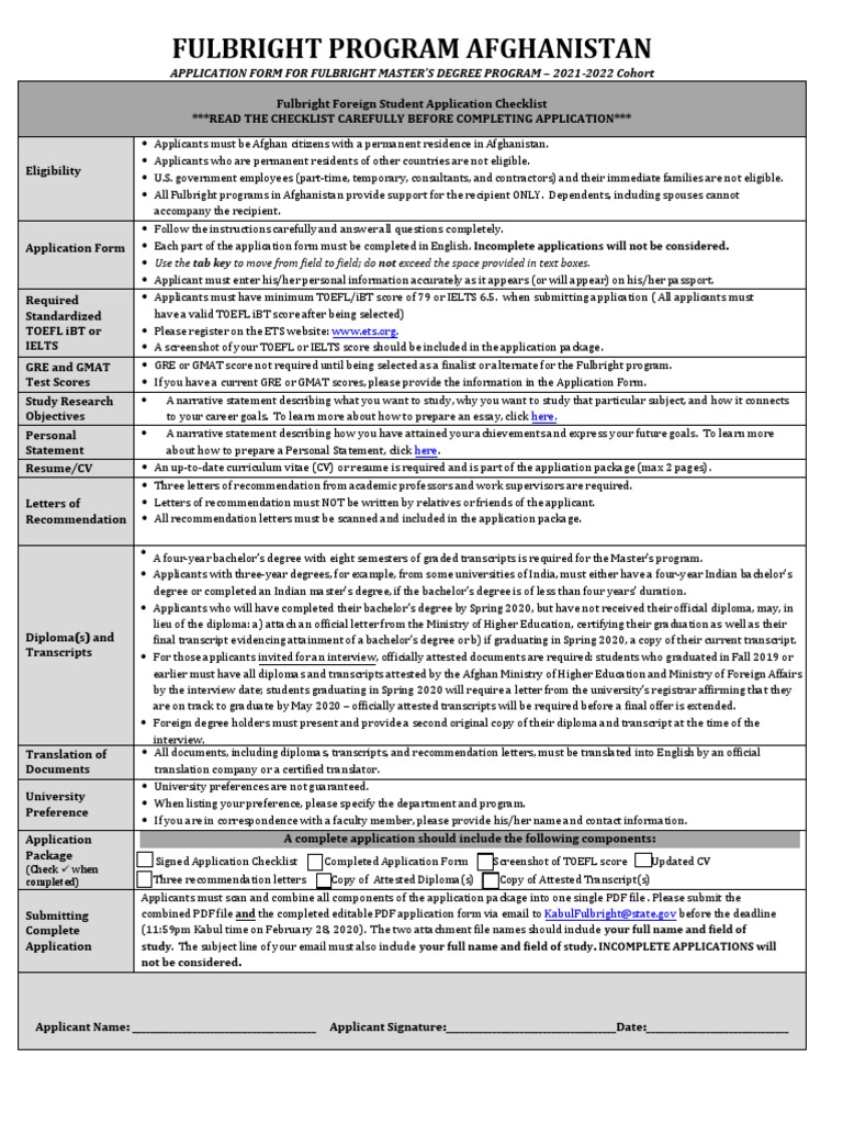 Fulbright - Application 2021 2022 | PDF | Graduate Record Examinations ...