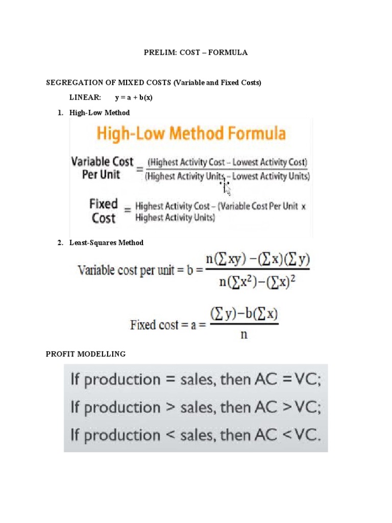 Cost-Formula: Separating Variable and Fixed Costs for Profit Modeling ...