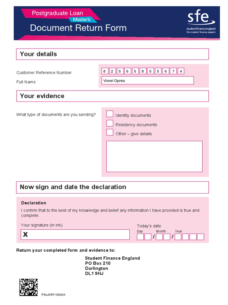 SFE PGL Document Return Form | PDF