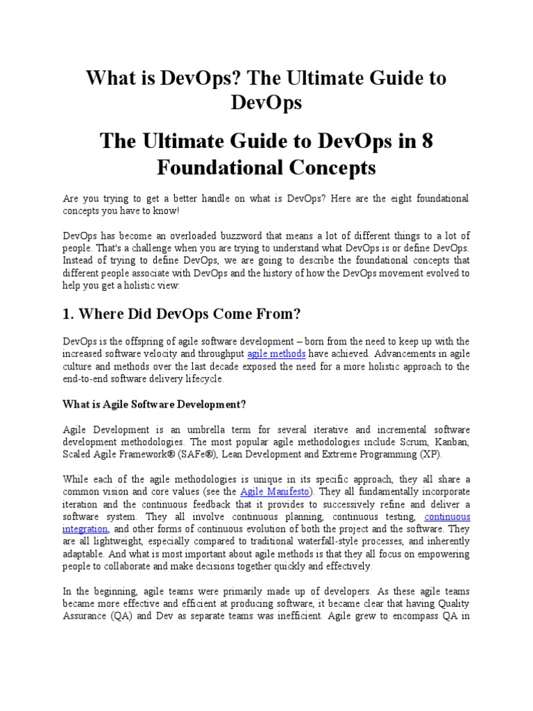 The Ultimate Guide To Devops in 8 Foundational Concepts | PDF | Agile ...