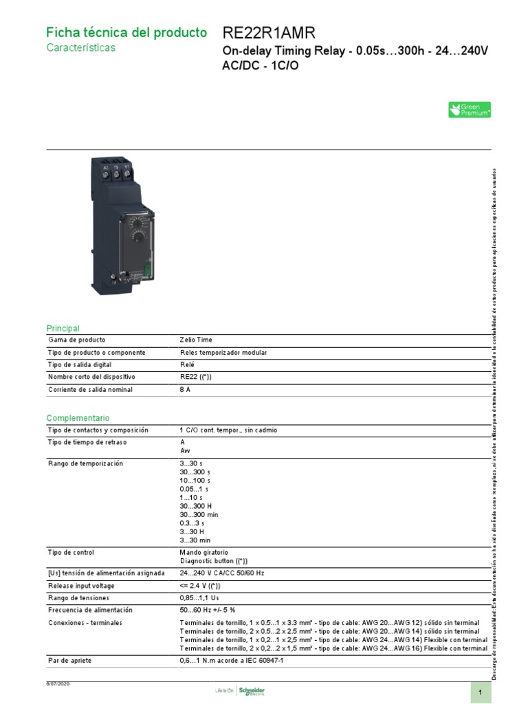 Zelio Time - RE22R1AMR | PDF | Electrónica | Electricidad
