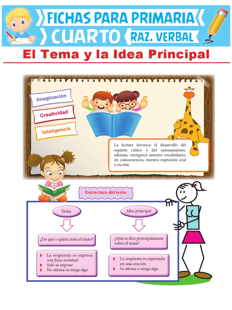 El Tema y La Idea Principal para Cuarto Grado de Primaria | PDF ...
