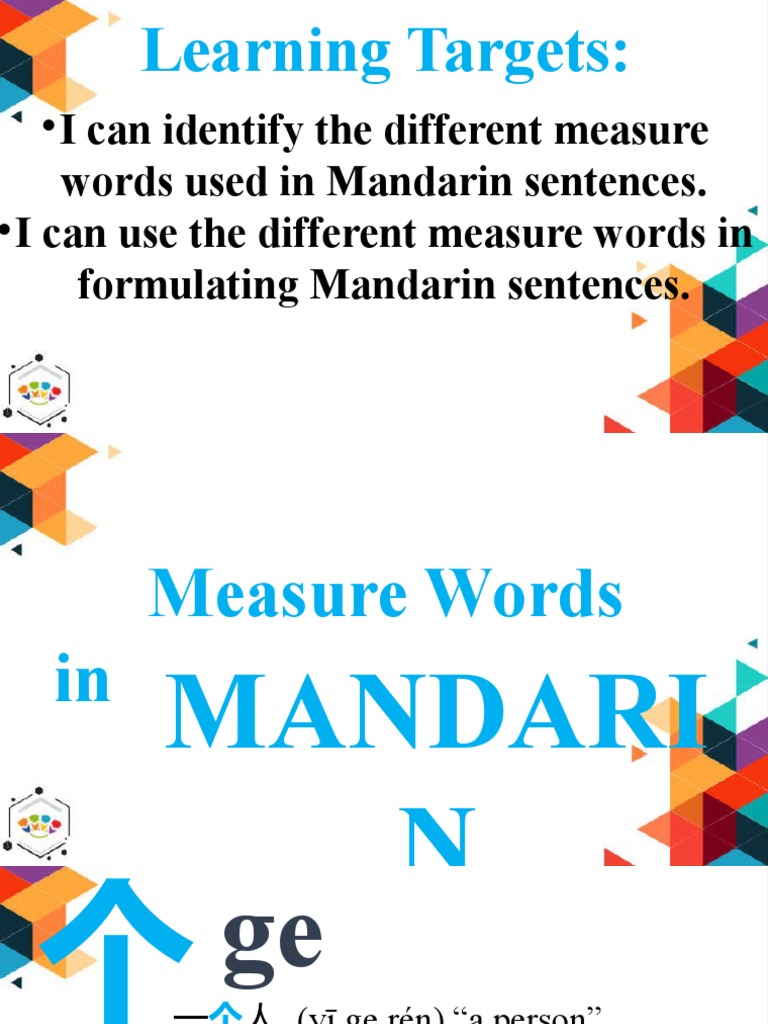 Learning Targets:: Words Used in Mandarin Sentences. Formulating ...