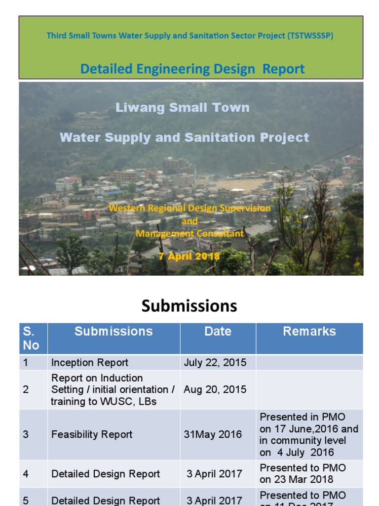 Detailed Engineering Design Report: Liwang Small Town Water Supply and ...