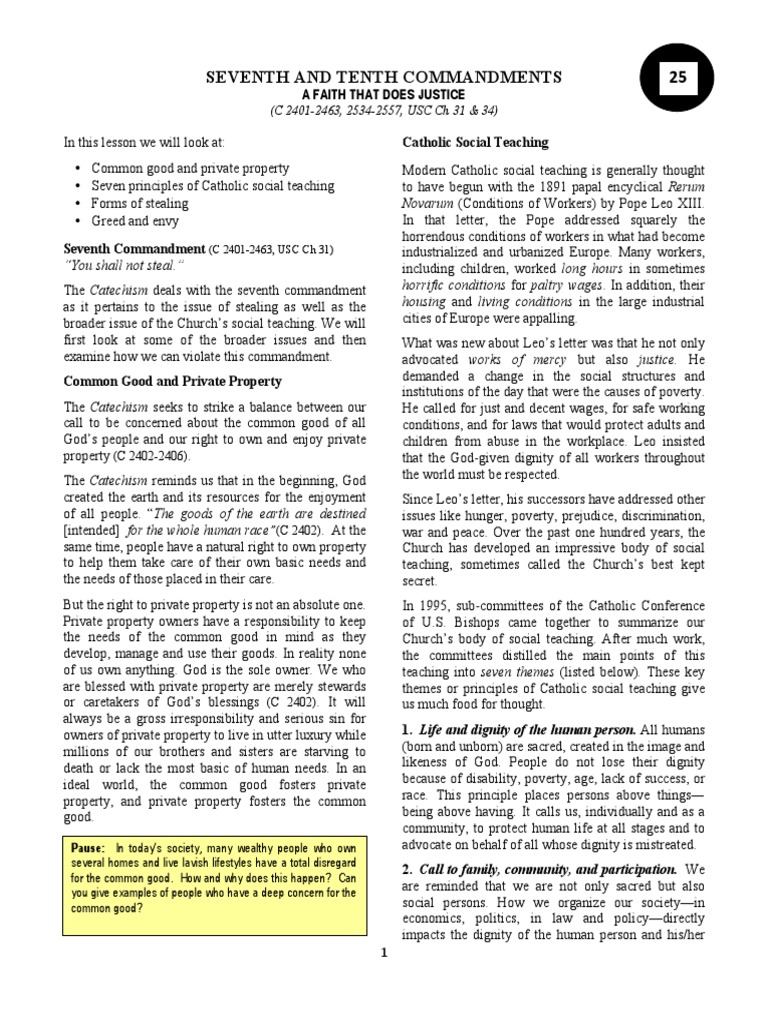 Seventh and Tenth Commandments 25: Novarum (Conditions of Workers) by Pope Leo XIII | PDF ...