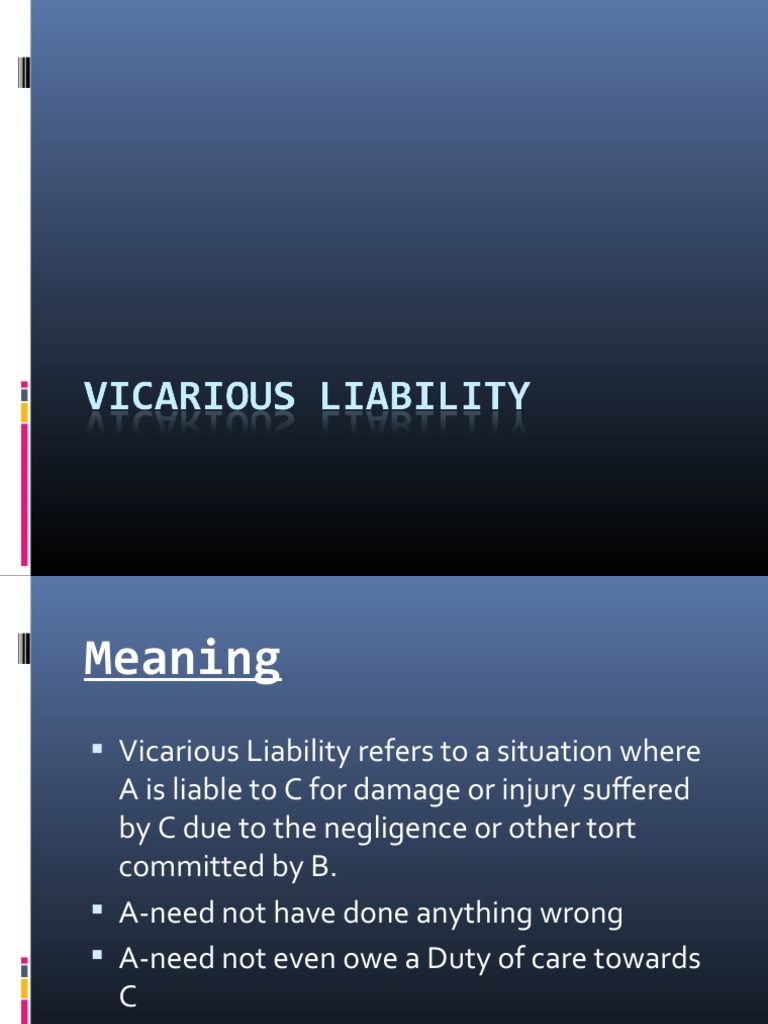 Vicarious Liability | PDF | Vicarious Liability | Tort