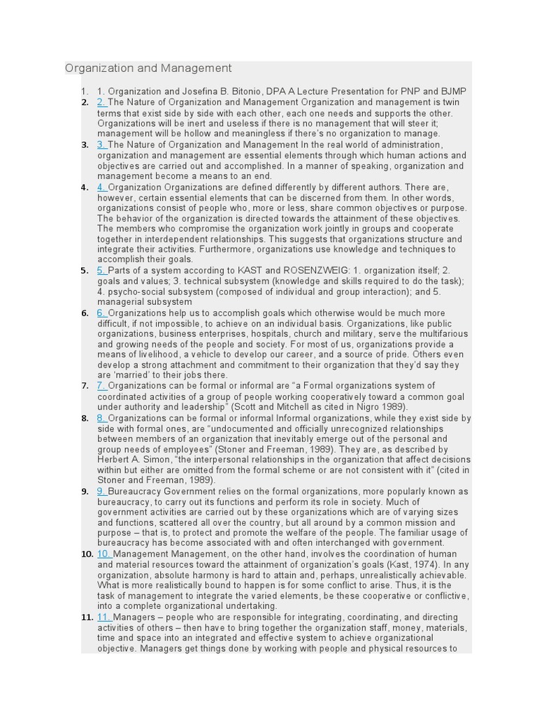 Organization and Management | PDF | Human Resources | Organization ...