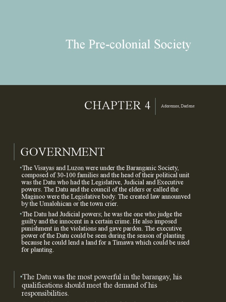 Chapter 4 Pre Colonial Society | PDF | Philippines | Religion And Belief