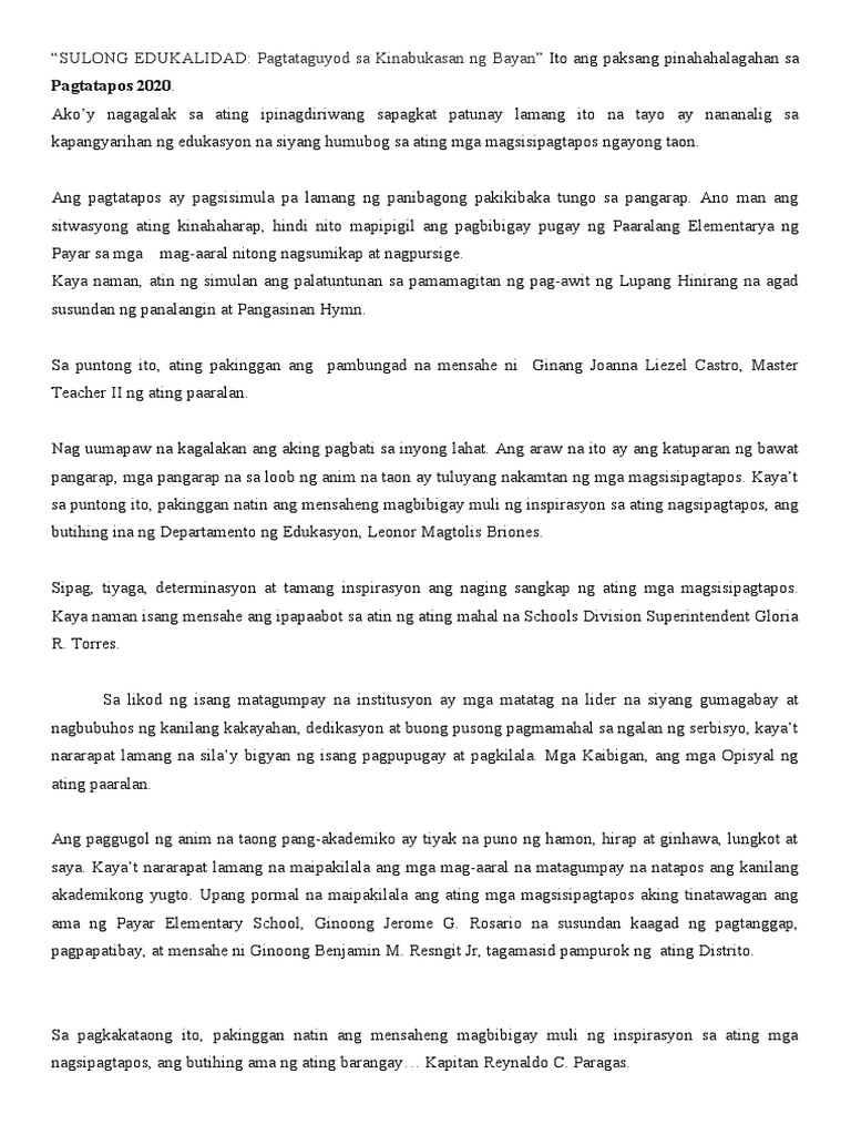 Script Pagtatapos | PDF