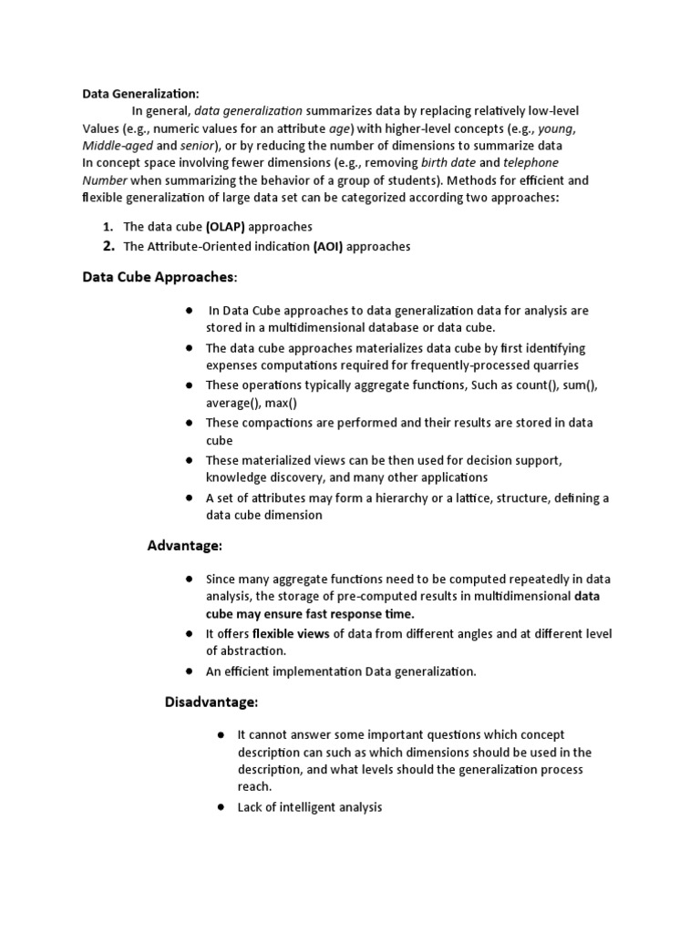 Data Generalization | Download Free PDF | Data Management | Information ...