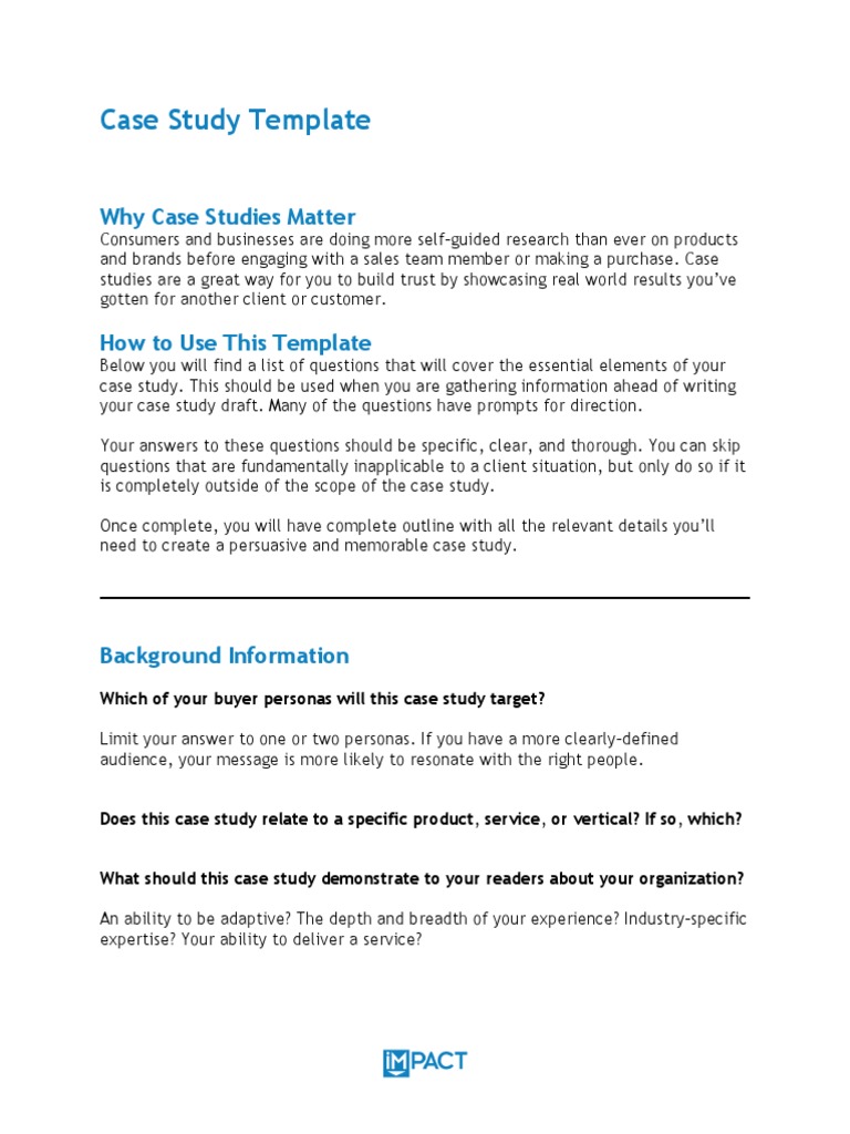 Case Study Template | PDF | Case Study | Brand