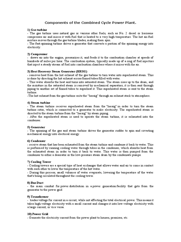 Components of Combined Cycle Power Plant | PDF | Gas Turbine | Turbine