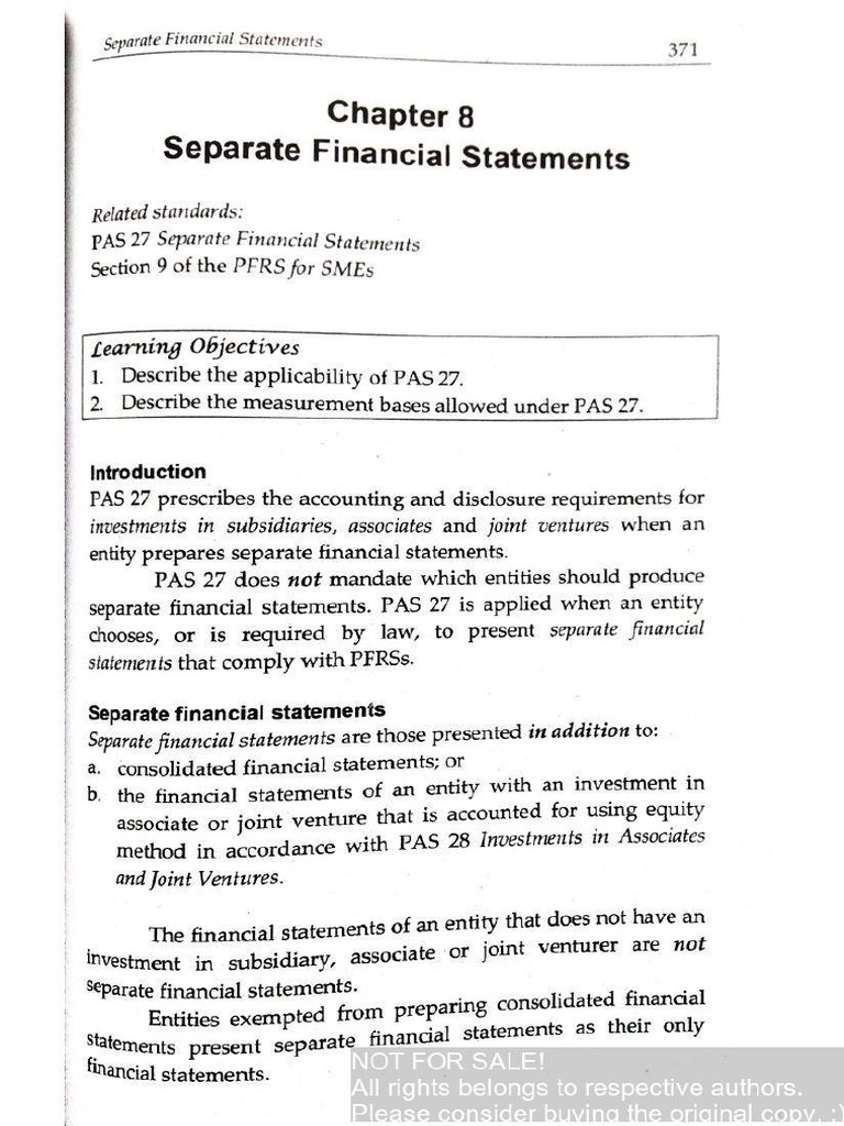 Chapter 8 - Separate Financial Statements | PDF