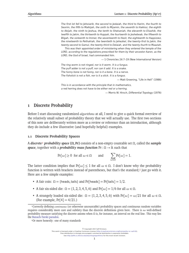 1.1 Discrete Probability Spaces | Download Free PDF | Random Variable ...