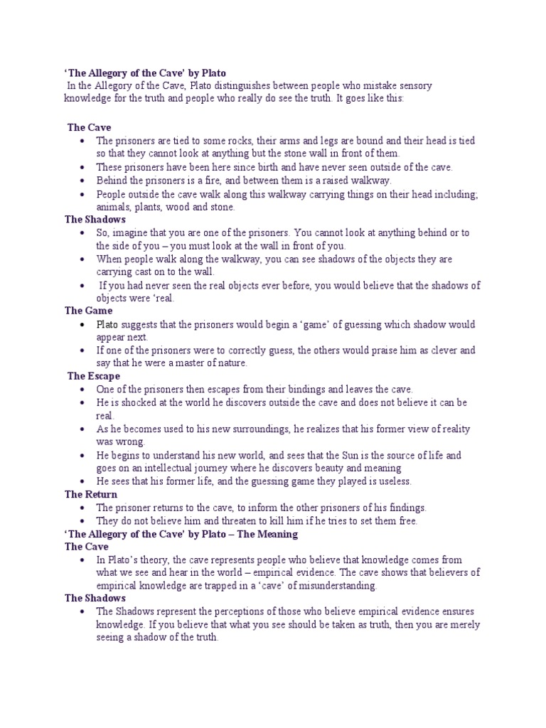The Allegory of The Cave | PDF | Metaphysics | Philosophical Theories