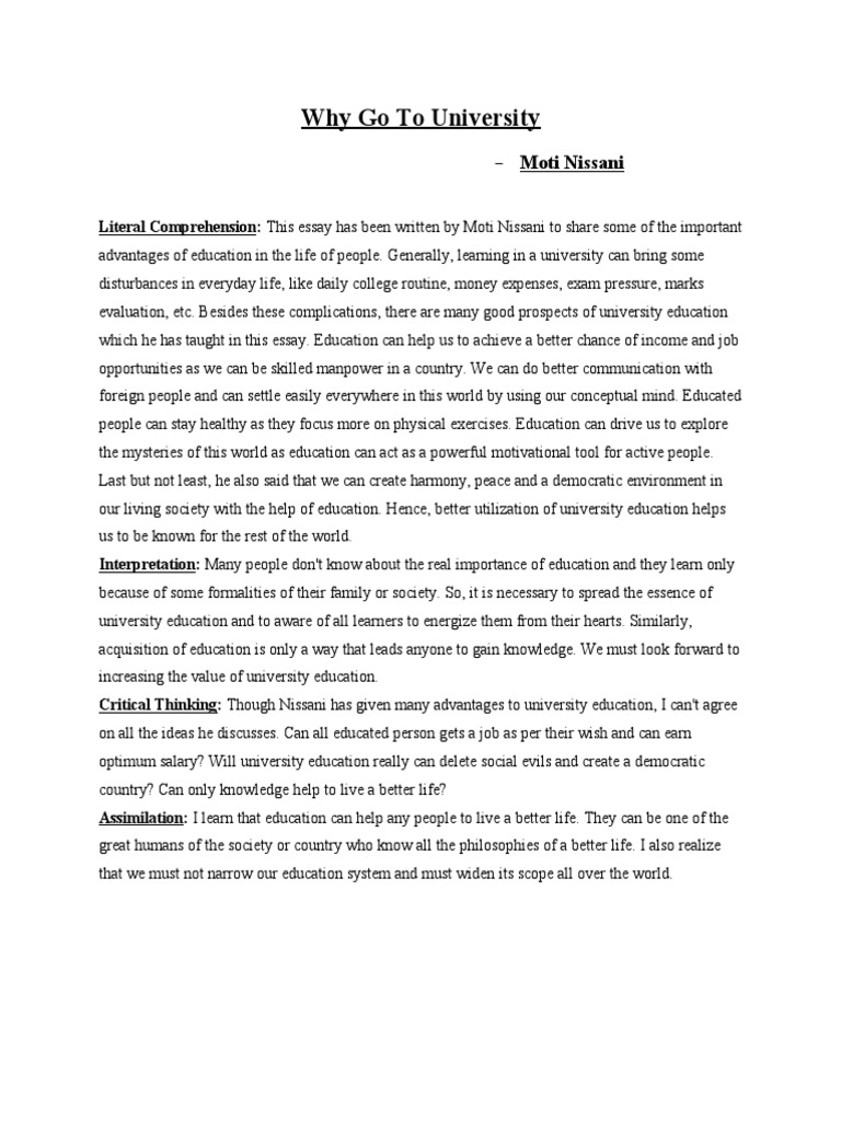 Importance of University Education | PDF