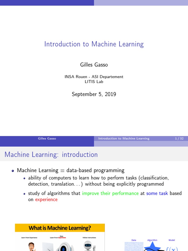 Machine Learning Introduction | PDF | Machine Learning | Statistical Classification
