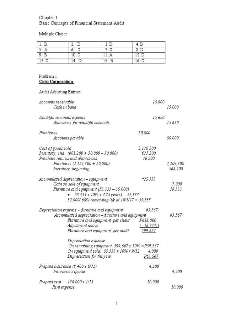 Answer Key Chapter 1 | PDF | Expense | Debits And Credits