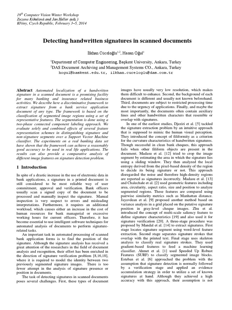 Detecting Handwritten Signatures in Scanned Documents | PDF | Image Segmentation | Statistical ...