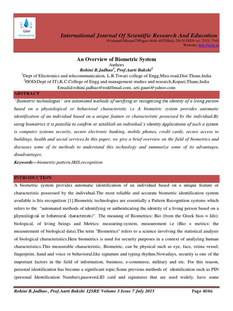 Rohini Paper 2 PDF | PDF | Biometrics | Authentication