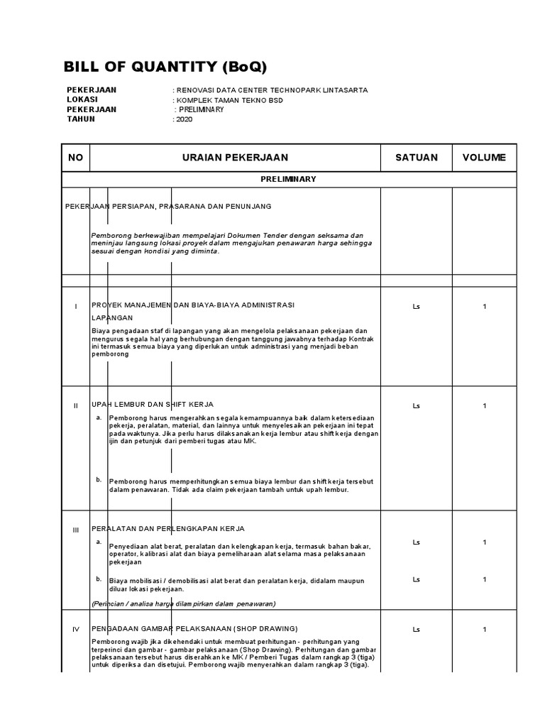 BOQ - For Vendor | PDF