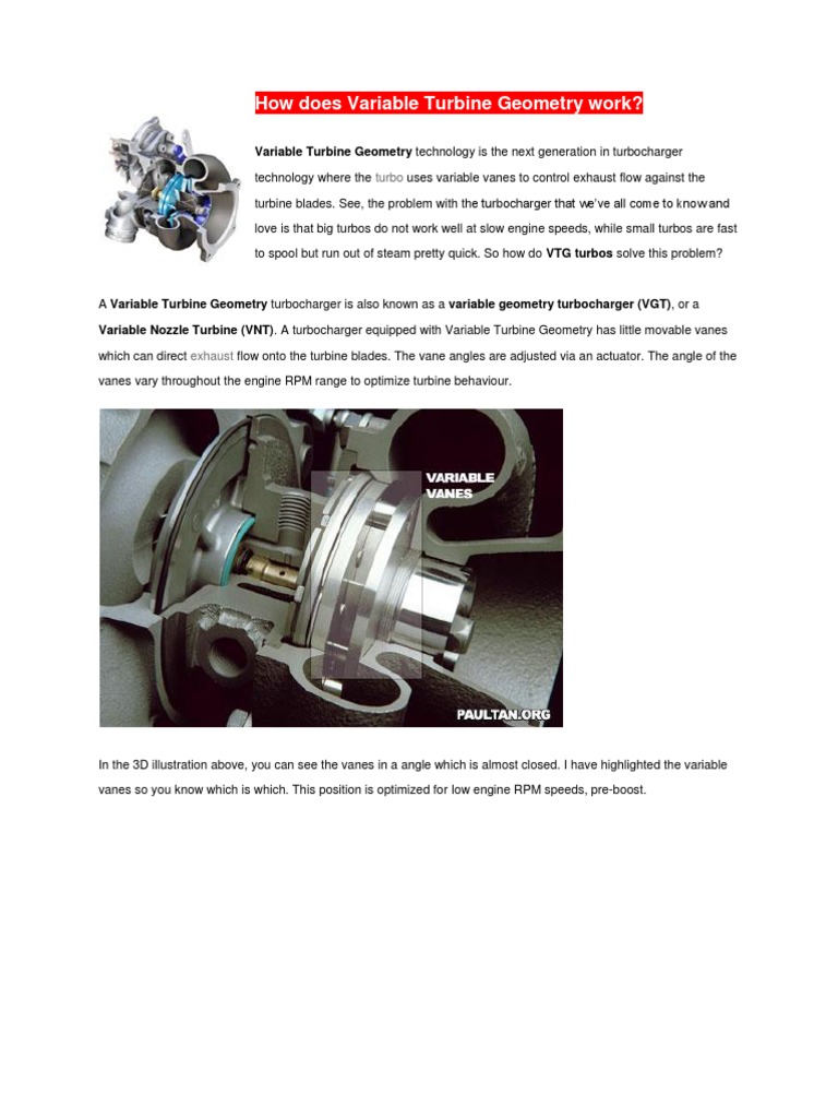 Variable Turbine Geometry Explained | PDF | Turbocharger | Turbine