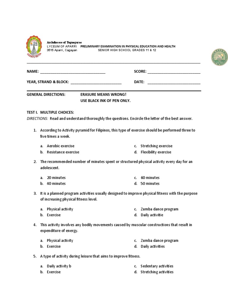 DIRECTIONS: Read and Understand Thoroughly The Questions. Encircle The ...