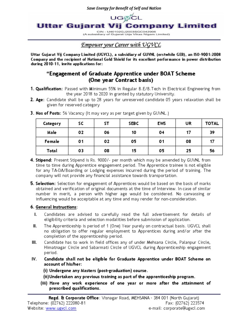Detailed Advertisement For Apprentieceship - 28.08.2020 | PDF ...