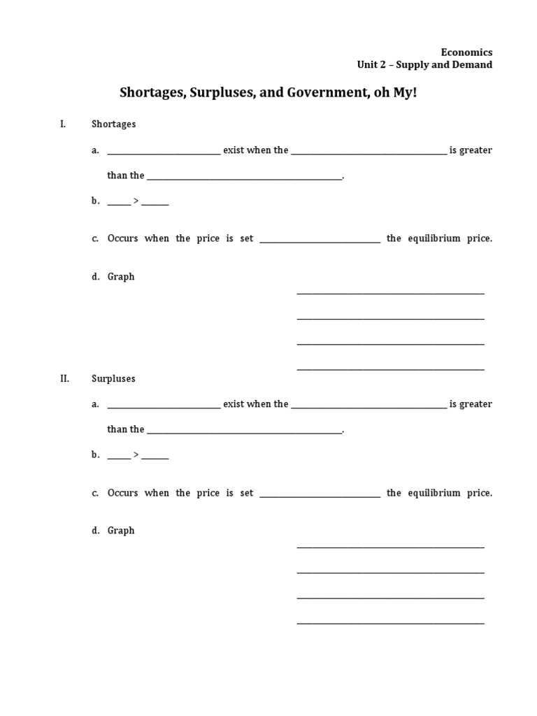 Surpluses and Shortages Guided Notes | PDF | Economic Equilibrium ...