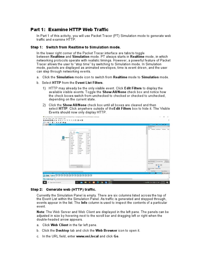 Examine HTTP Web Traffic: Step 1: Switch From Realtime To Simulation ...