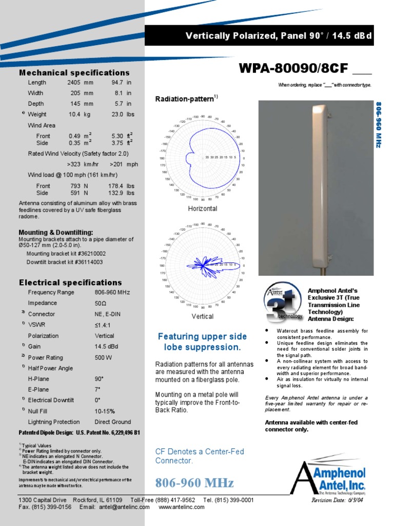 WPA-80090/8CF - : Mechanical Specifications | PDF | Antenna (Radio ...