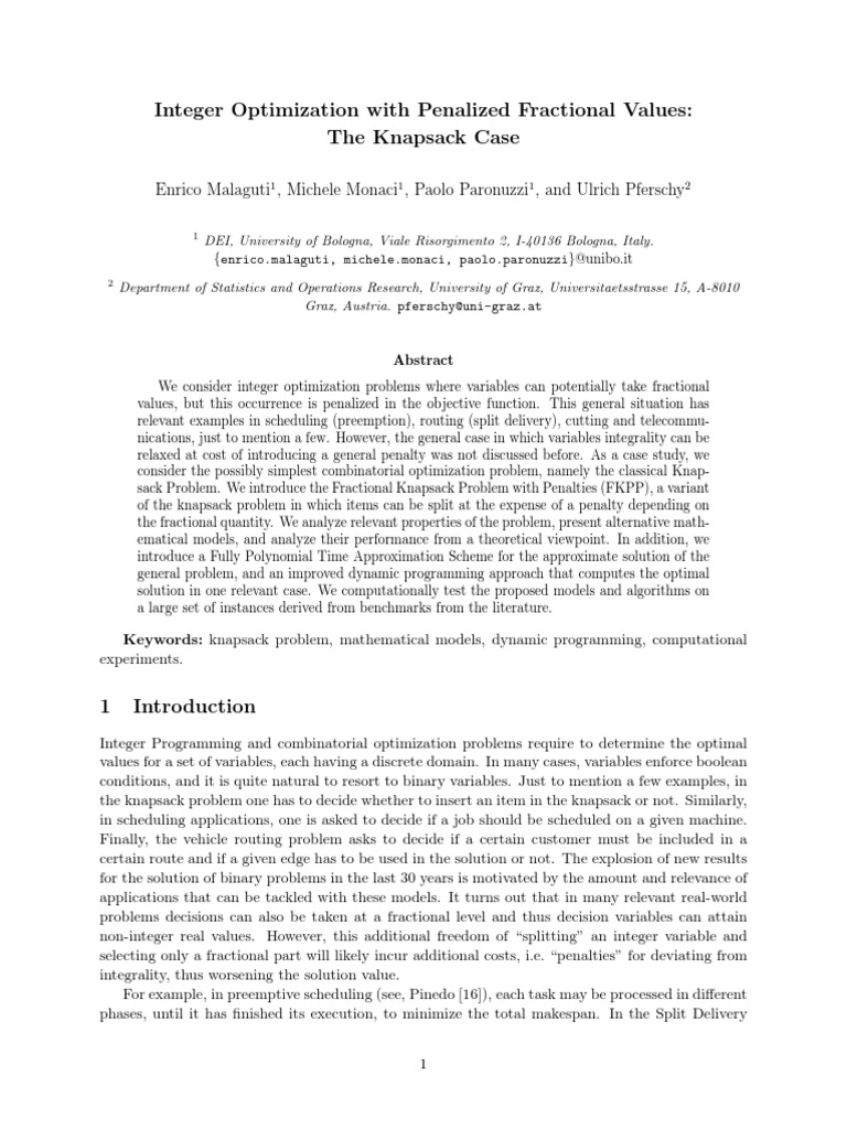 Knapsack Jurnal | PDF | Mathematical Optimization | Dynamic Programming