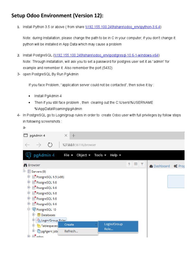Odoo 12 Setup Guide for Developers | PDF | Postgre Sql | Information ...