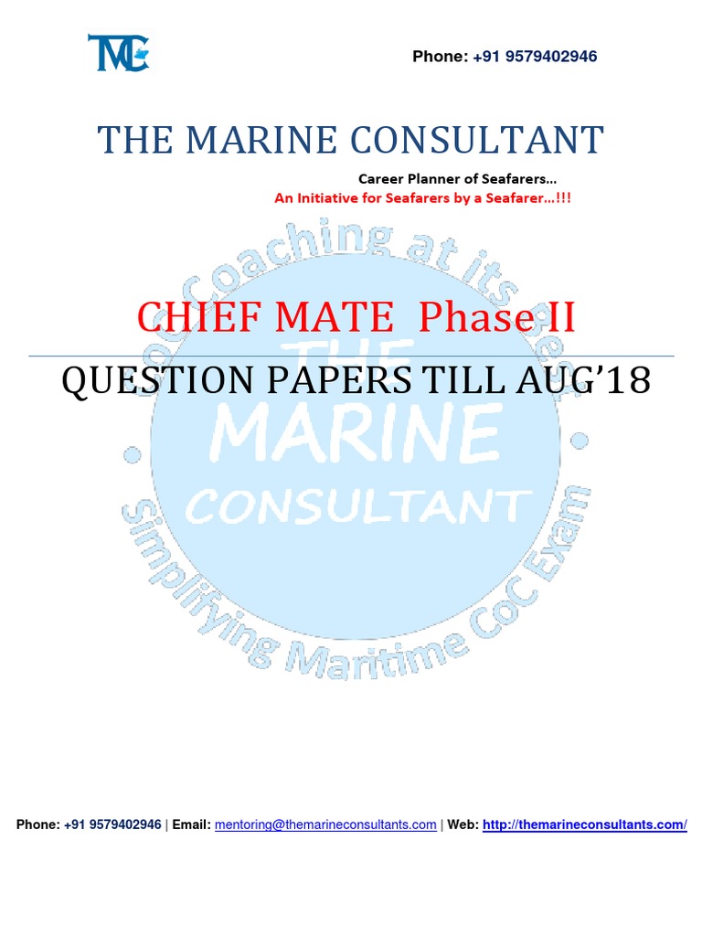 Chief Mate Phase II Exam Papers | PDF | Marine Propulsion | Ships